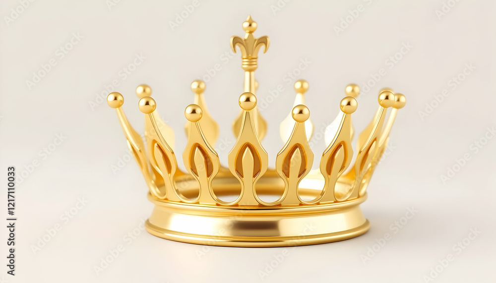 Golden royal crown, ornate design, jeweled crosses, metallic luster ...
