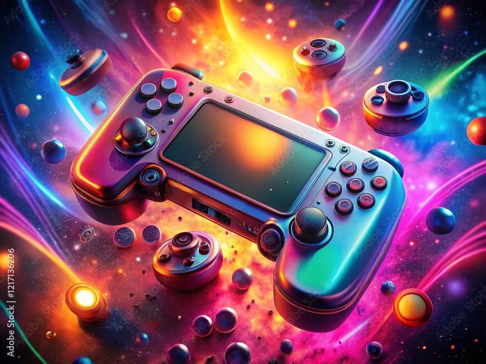 Vintage 4K Gaming Wallpaper: Next-Gen 2025 Handheld Console & Floating ...