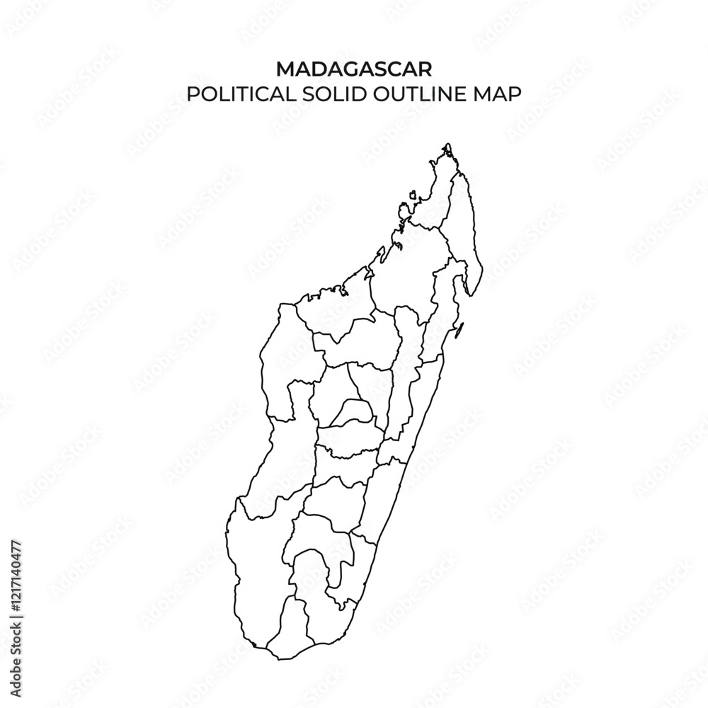 Detailed solid outline map of Madagascar displaying its political ...