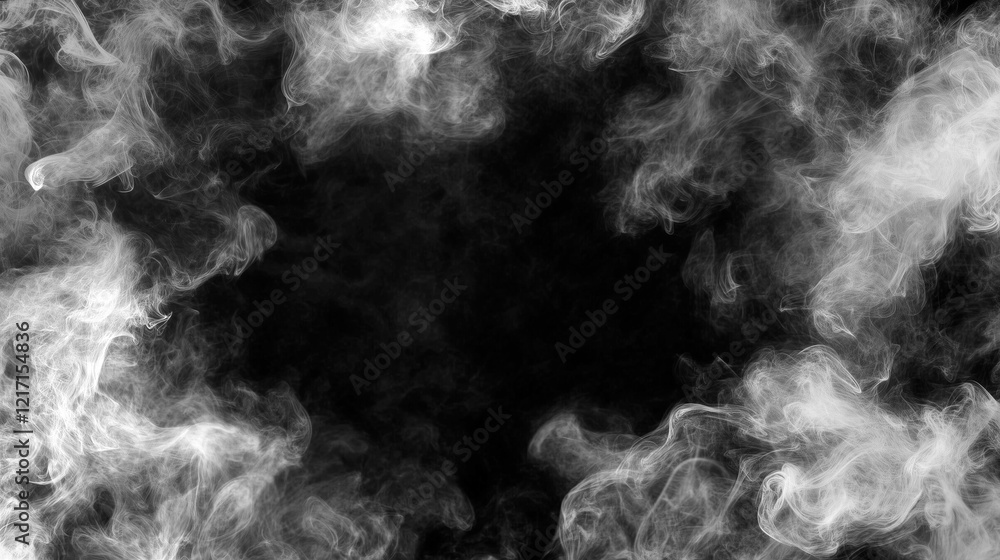 black and white jets of rainbow steam spreading dynamically on a dark ...