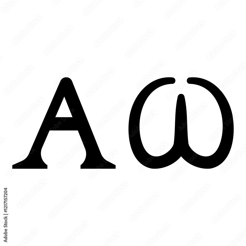 Alpha Omega symbols Greek sings icon black color vector illustration ...