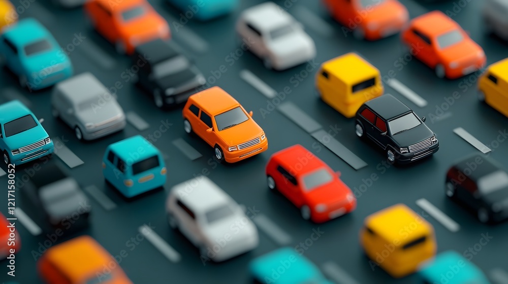 Detailed 3D of Modern Transportation Grid and Vehicle Flow Diagram ...