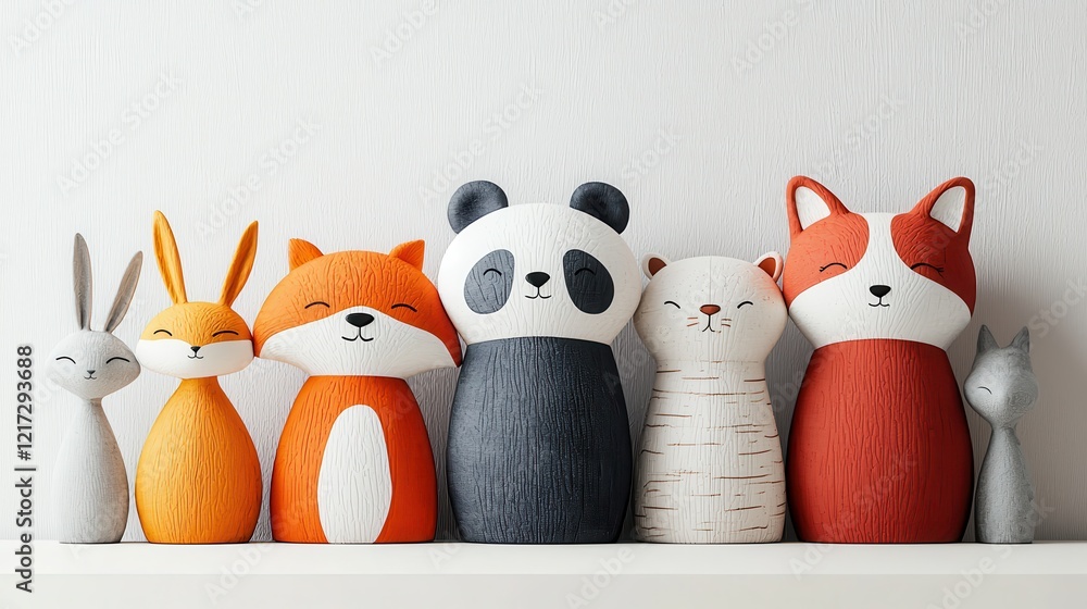 Playful animal faces collection creative studio icon set friendly ...