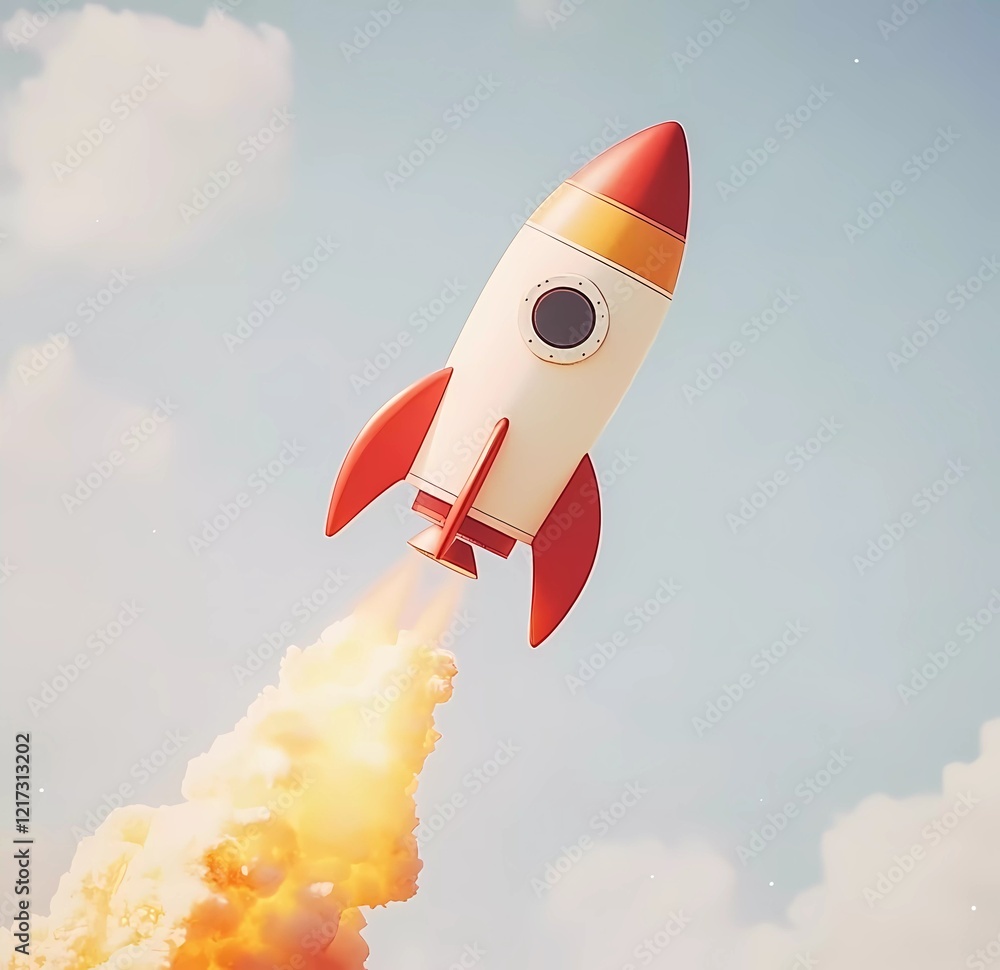 Cute cartoon rocket clip art, white background, vector illustration ...