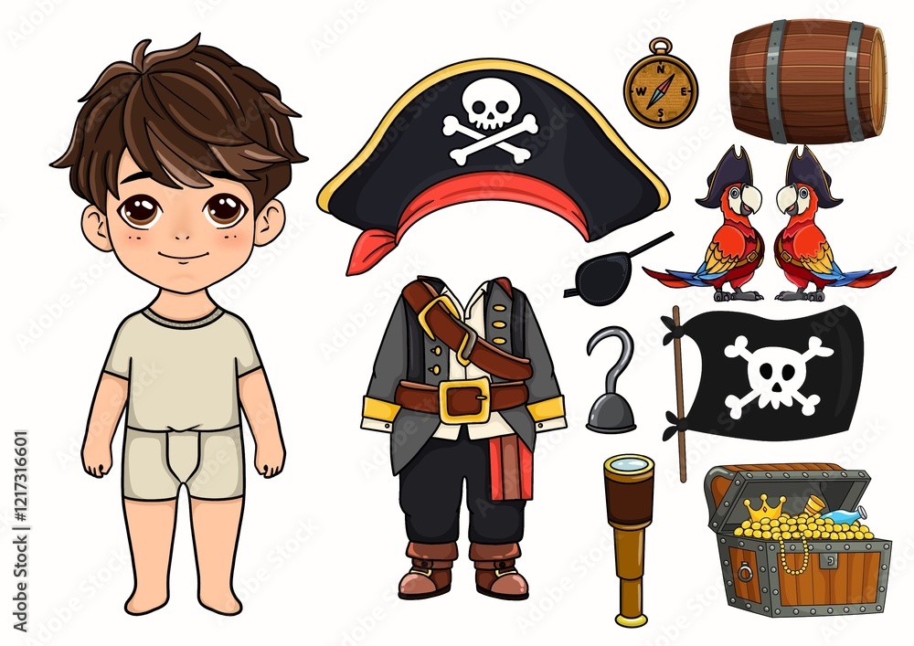 Paper doll dress up Stock Illustration | Adobe Stock