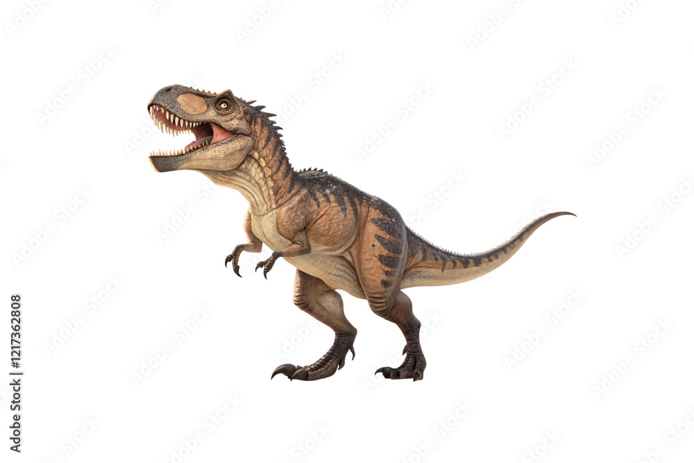 A detailed life-like T-rex model in a dynamic stance, featuring ...