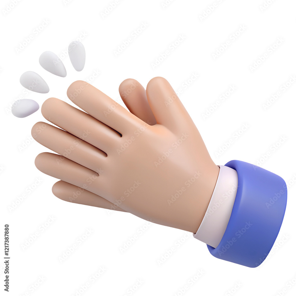 Minimalistic 3D illustration of clapping hands emoji, featuring ...