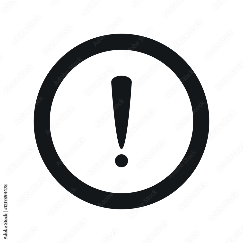 exclamation danger sign icon. Black and white icon, exclamation point ...