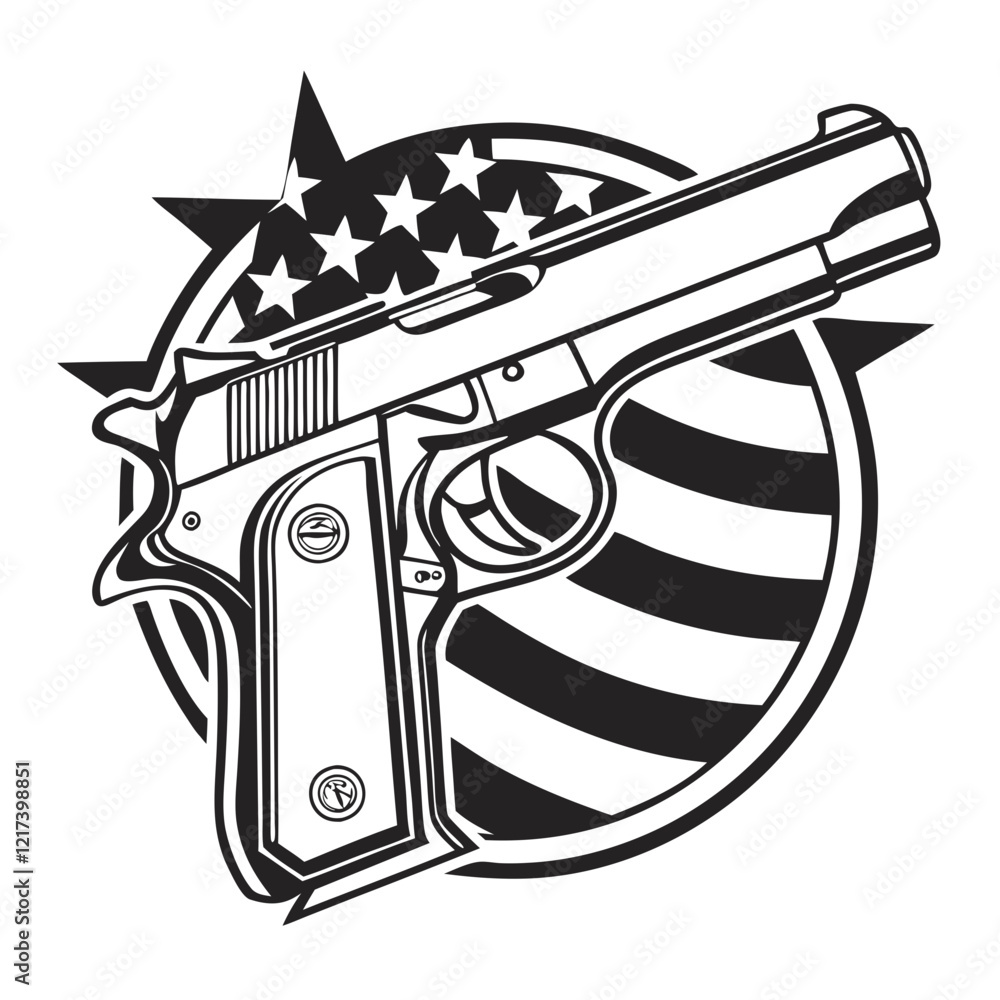 gun logo, black outline, vector graphic, transparent background Stock ...