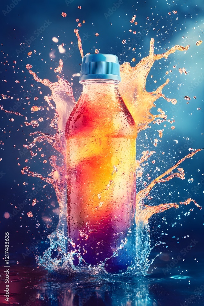 Vibrant and Dynamic Energy Drink Bottle with Splashing Water,Fitness ...