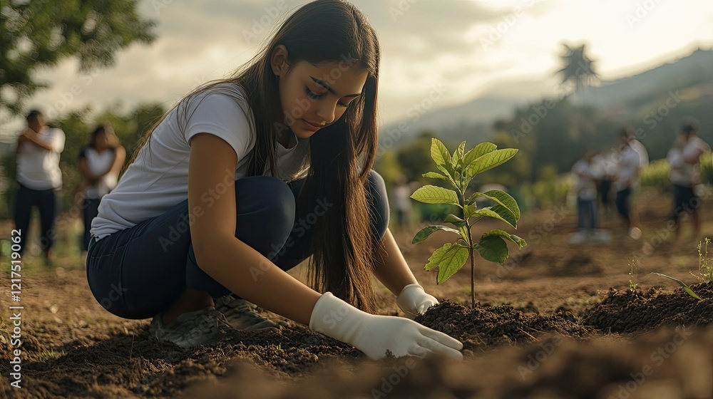 Volunteers plant trees in an open field, creating a new forest to ...