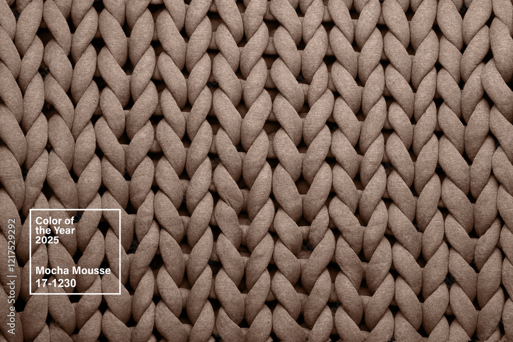 Mocha mousse - color of 2025 year. Knitted fabric in brown shade ...