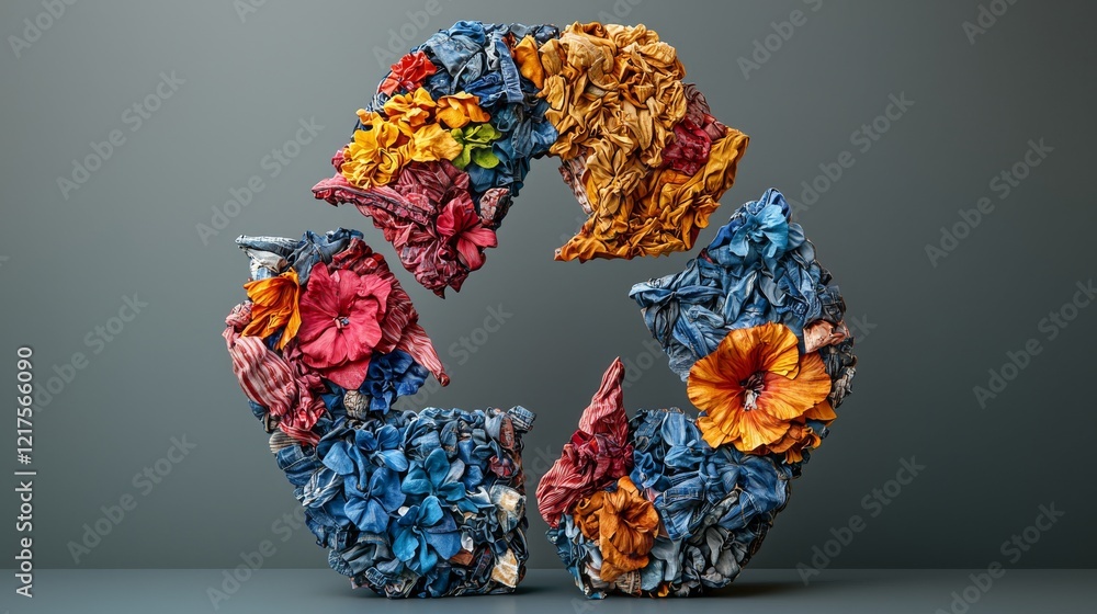 Recycle symbol fashioned from assorted garments. Recycle concept. One ...