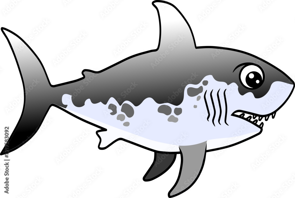 shark cartoon vector illustration isolated on white background Stock ...
