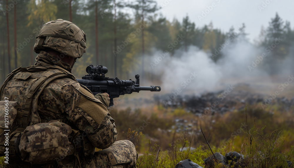 soldier in training situation or combat Stock Illustration | Adobe Stock