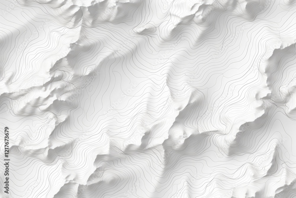 Black and White Topographical Map with Gradient Lines Depicting Height ...