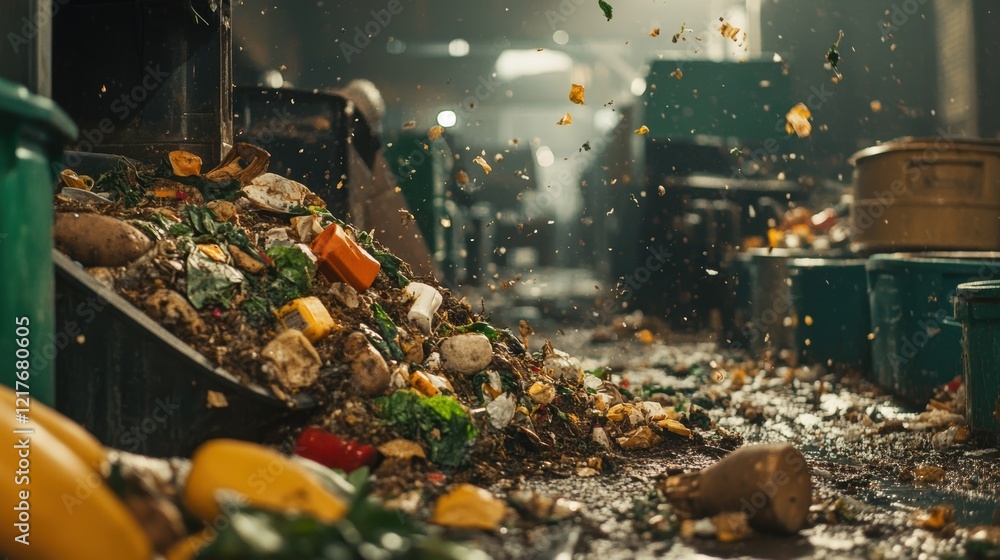 A focused image of composting organic waste from manufacturing ...