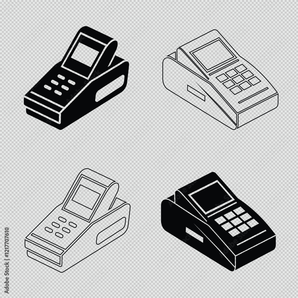 Vector de Stock vector graphics of POS machines in sleek silhouettes ...