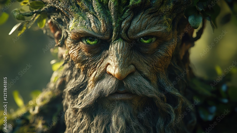 Angry forest guardian portrait, mystical background, fantasy game art ...