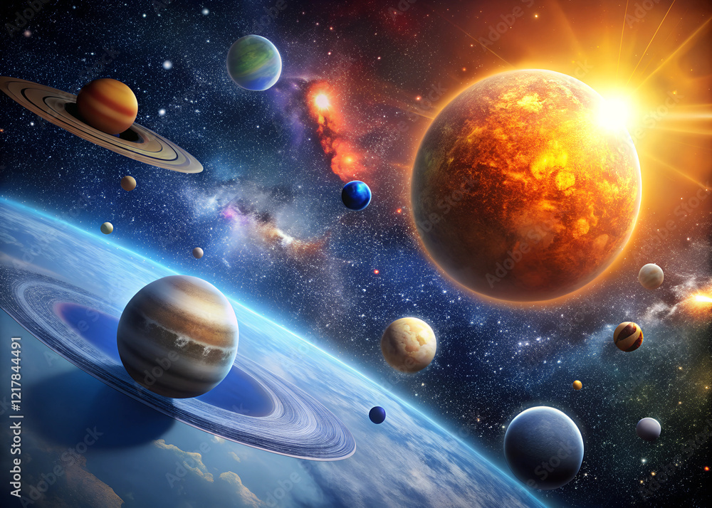 Ilustración de Stock Universe Infinity Galaxies Stars Planets Earth ...