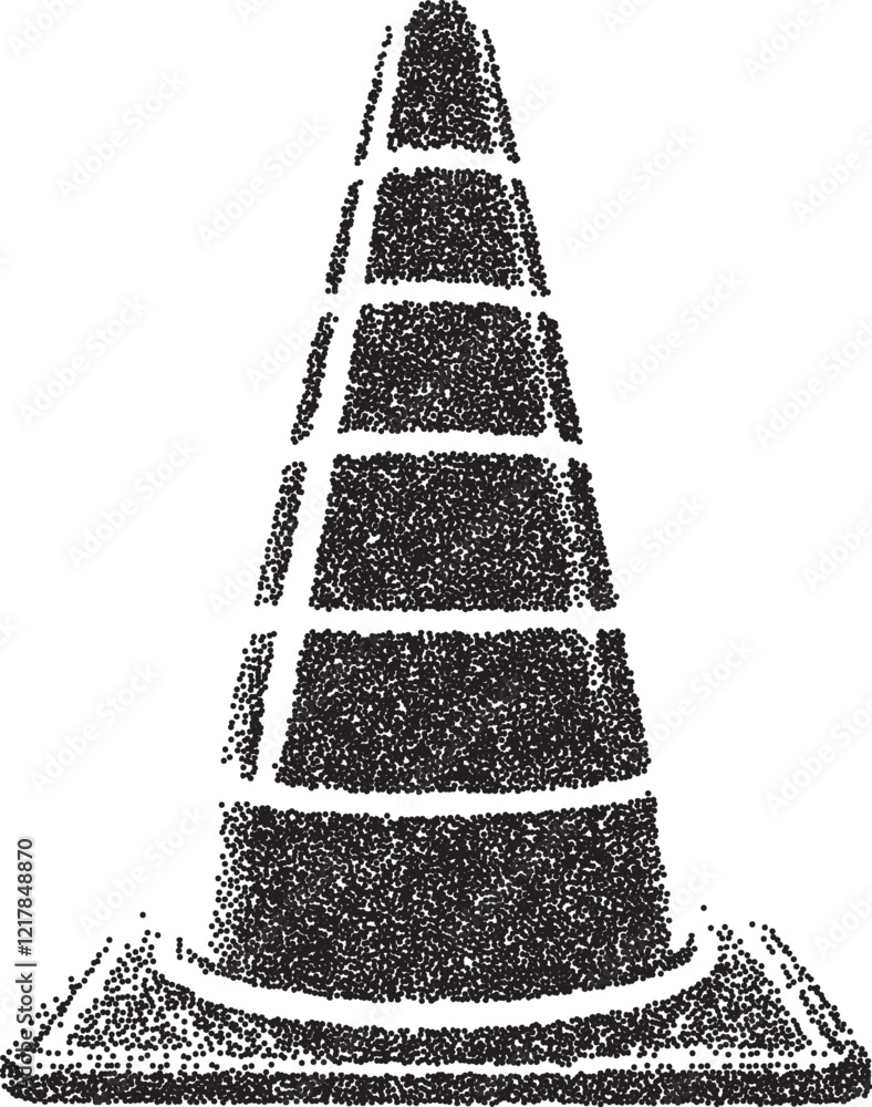 Traffic vintage y2k stipple art, cone halftone stipple brutalist retro ...