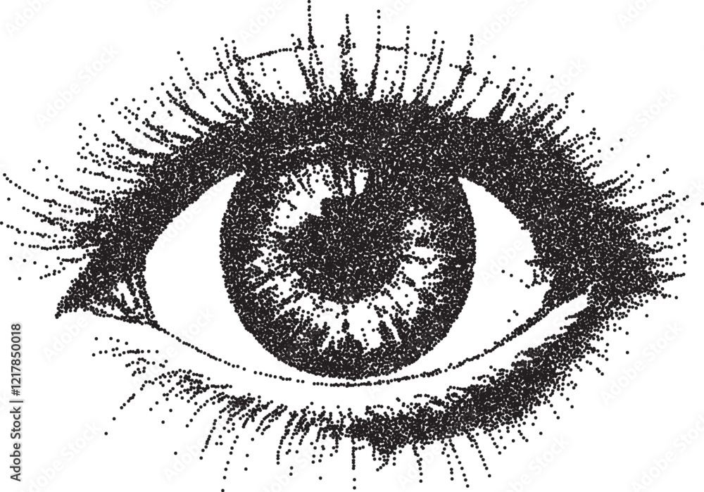 Eye vintage y2k stipple art, stippled halftone stipple brutalist retro ...