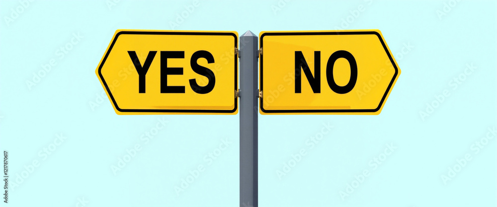 Decision making crossroads sign with clear YES and NO options conveying ...