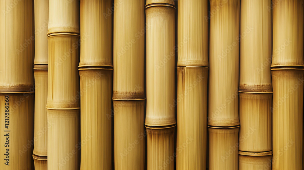 A seamless texture of bamboo planks, featuring light golden hues ...
