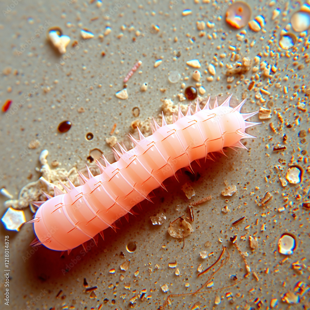 ภาพถ่าย Stock Juvenile stage worm of family Amphinomidae under a ...