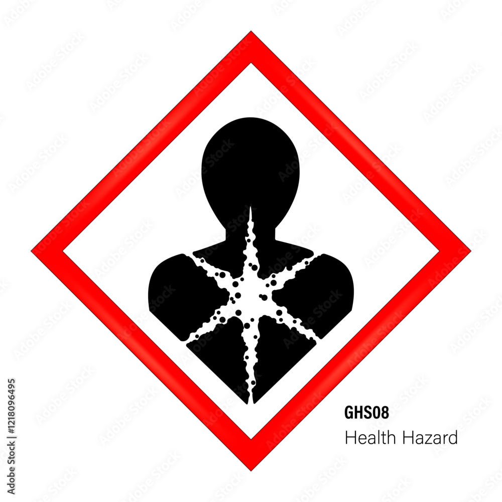 Health hazard warning sign. Globally harmonized system hazard pictograms symbol. Warning symbol ...