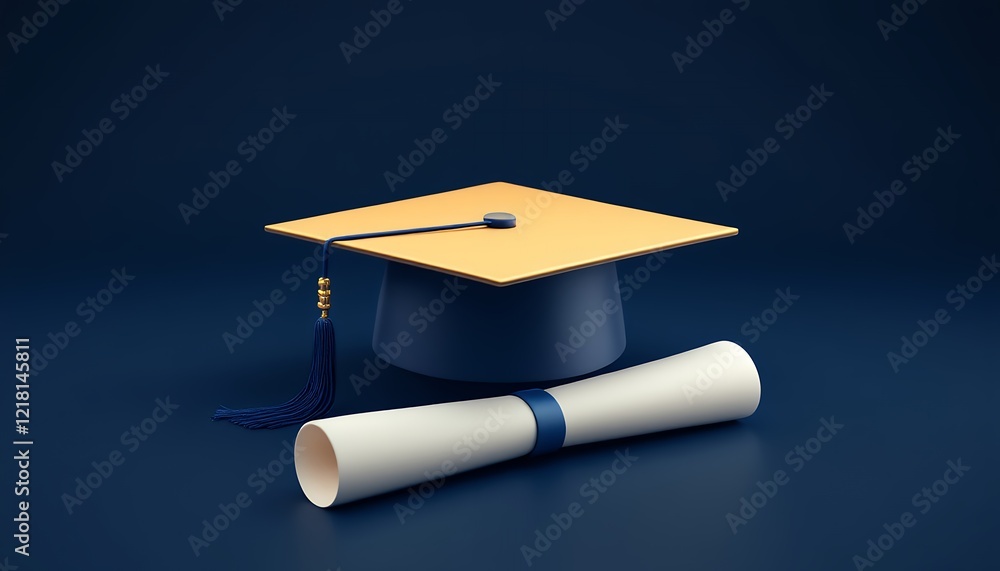 Graduation Cap and Diploma: A Symbol of Achievement and Success Stock ...