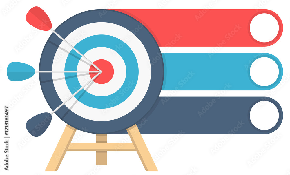 Target with 3 elements for text and icons, infographic template, 3 ...
