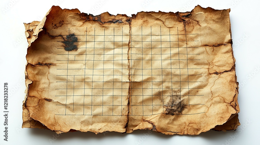 Burned Grid Paper Shows Age And Damage Stock Illustration | Adobe Stock