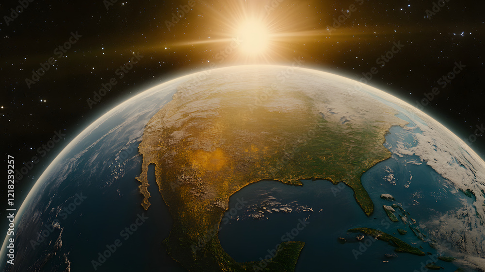 12. A reimagined Earth with glowing, angular patterns replacing ...