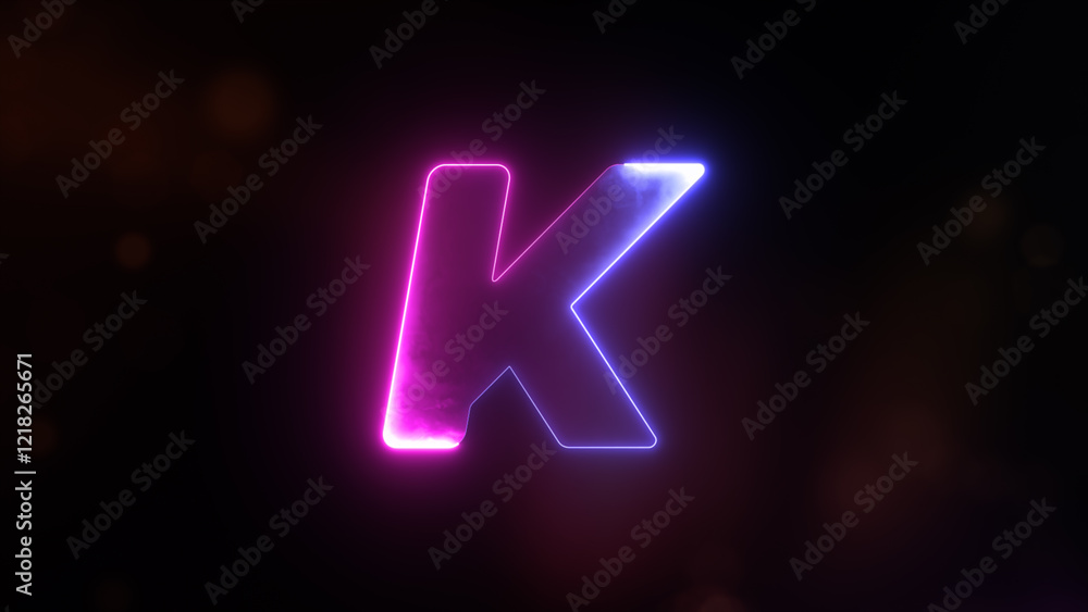 Glowing neon capital Latin alphabet K . English Language Letter K, Neon ...