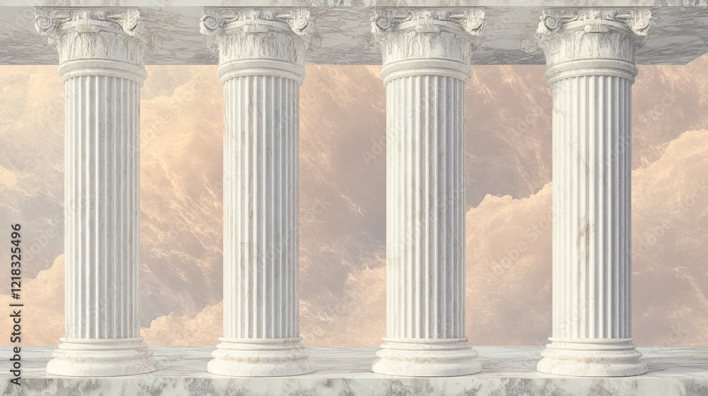 3D set of antique marble pillars isolated on transparent background ...