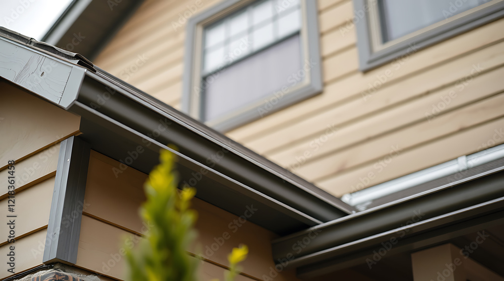 Modern House Exterior: Architectural Details of Roofline, Gutters, and ...