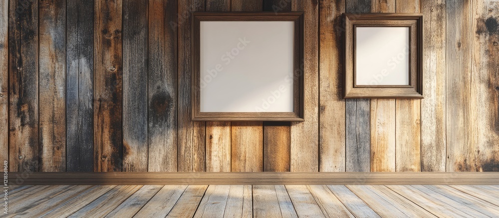 Empty wooden wall with a rustic appeal featuring a large square wood ...