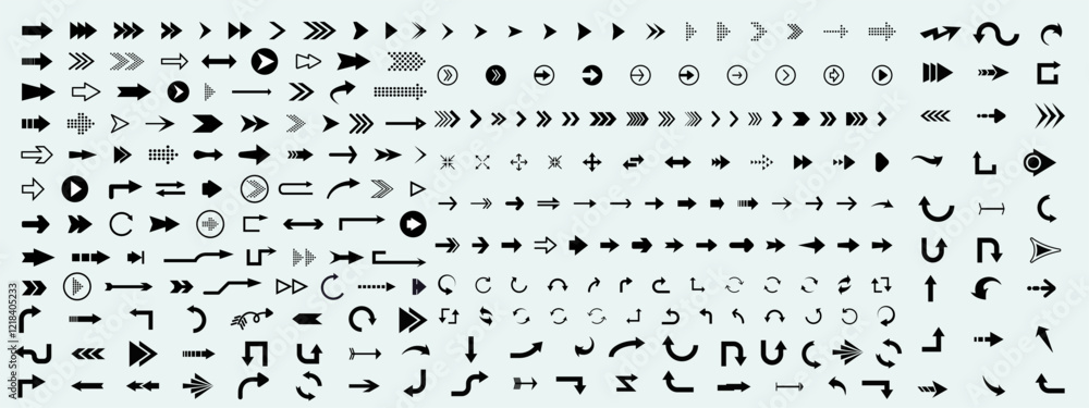 Arrow icon collection. Set of black arrow signs. Black arrow cursor for ...