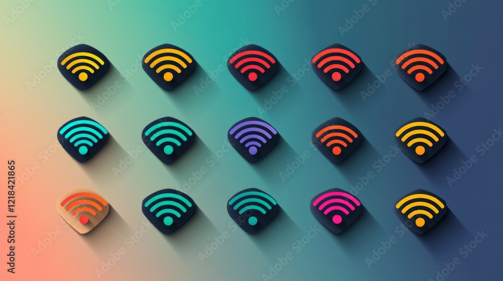 58.A minimalistic vector illustration of Wi-Fi symbols arranged in a ...