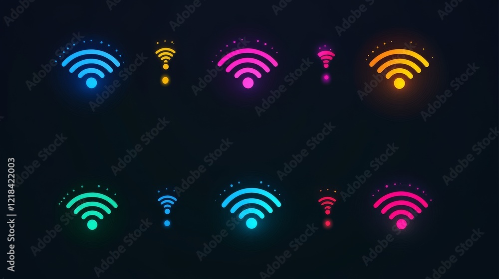 58.A minimalistic vector illustration of Wi-Fi symbols arranged in a ...