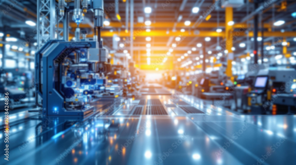 high tech industrial factory workspace with gaussian blur advanced ...