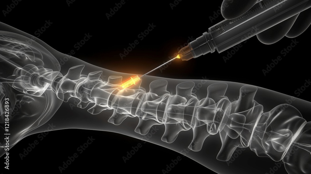 Detailed 3d illustration depicting a lumbar spine injection procedure ...