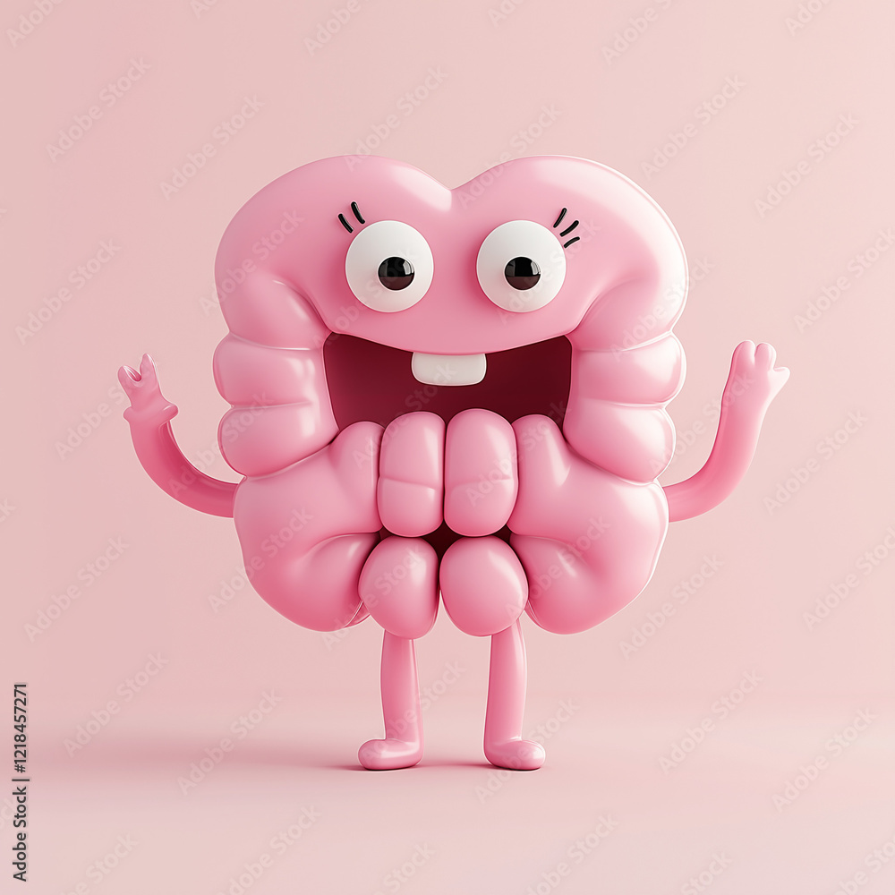 cartoon illustration of healthy intestines with a smiley face ...