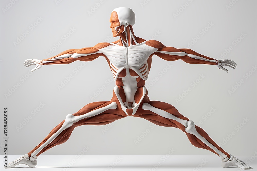 Anatomical Warrior Pose - Human Body Muscles and Bone Structure Study ...