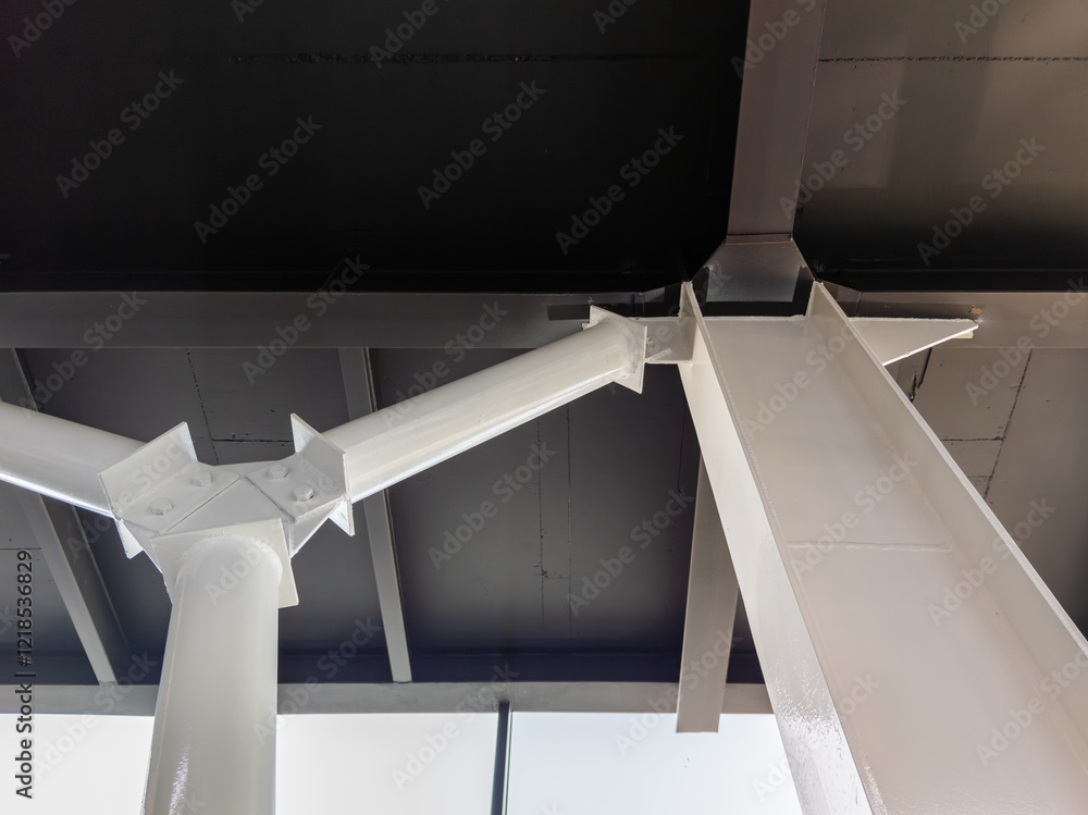 Modern Steel Structural Joint with Gusset Plate in Industrial Building ...