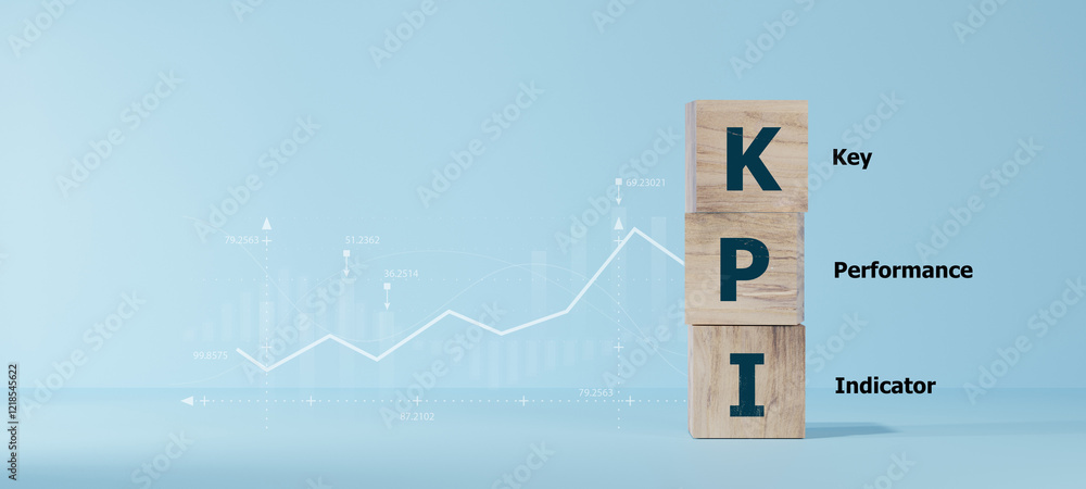 KPI, Key performance indicator, Businessman holding wooden cube with ...