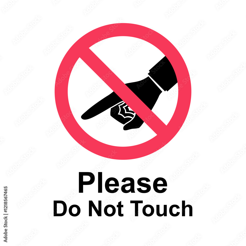 Do not touch, the silhouette icon. Finger hand and red prohibition sign ...