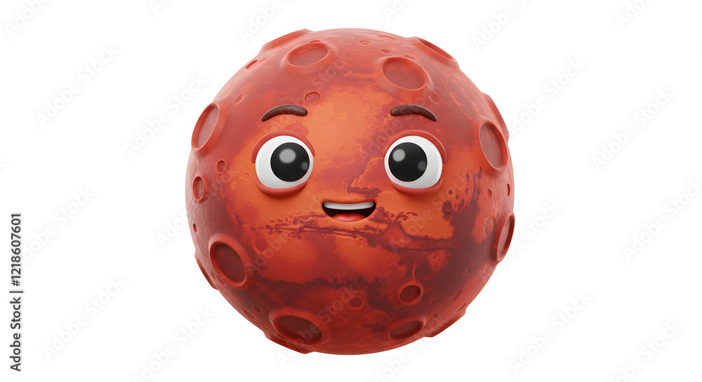 Cute 3D Mars Planet Cartoon Character Design isolated on white ...