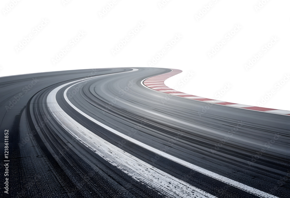 sport race track road with sharp curve and skid marks isolated on ...